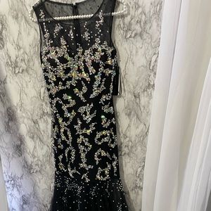 Va Va Voom | Dresses | Black Silver Rhinestone Accent Mermaid Dress M ...